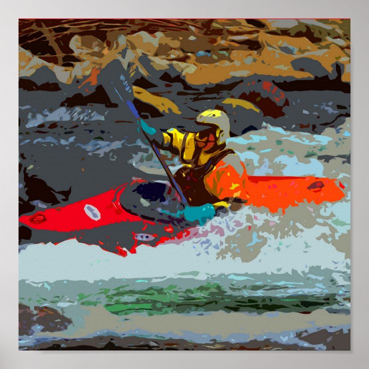 Whitewater Kayak Poster | Zazzle