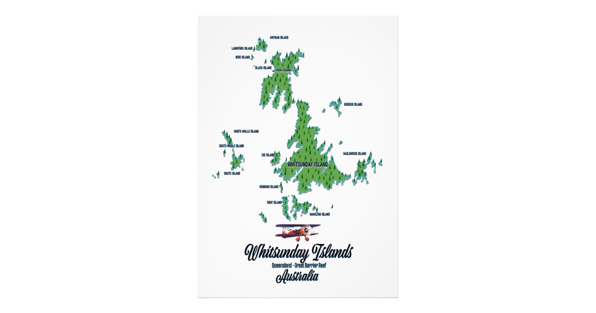 Whitsunday Islands Australia map poster | Zazzle