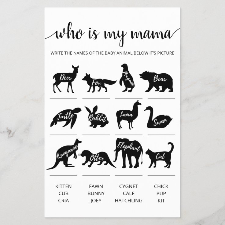 Who is my mama Game Baby Shower party game | Zazzle
