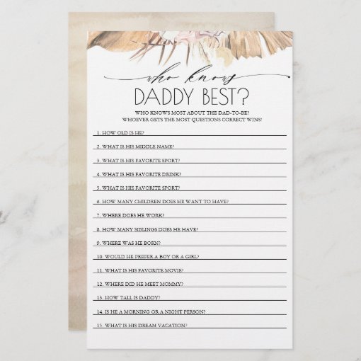 Who Knows Daddy Best Baby Shower Game | Zazzle