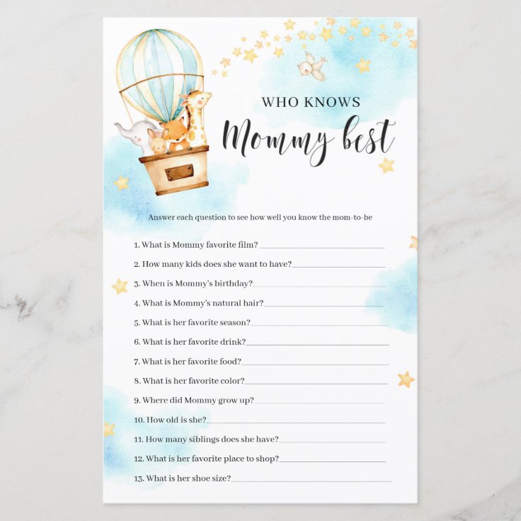 Who knows mommy best Baby Shower game | Zazzle