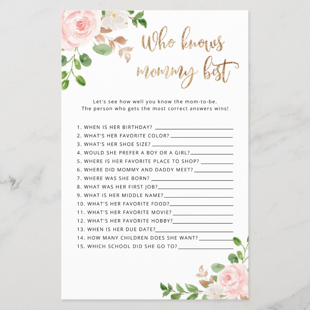 Who knows mommy best baby shower game | Zazzle