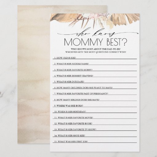 Who Knows Mommy Best Baby Shower Game | Zazzle