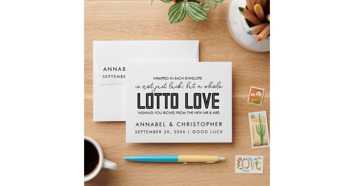whole lotto love Lottery Ticket Wedding favor Envelope | Zazzle