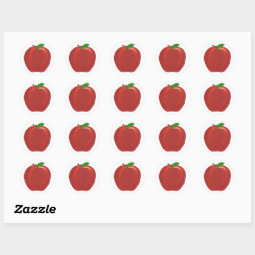 Whole Ripe Red Apple Stem Leaf Stickers | Zazzle