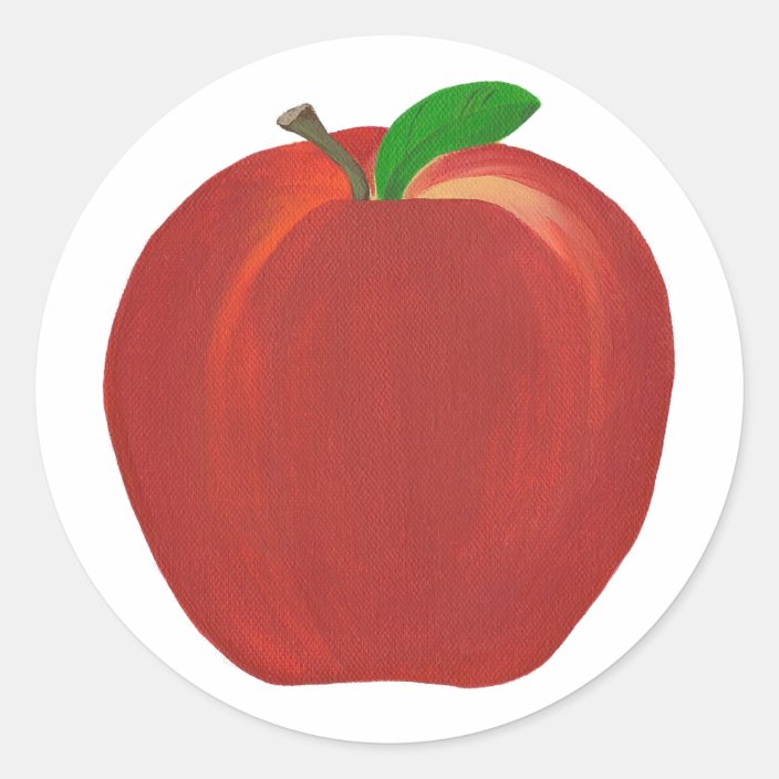 Whole Ripe Red Apple Stem Leaf Stickers | Zazzle.com
