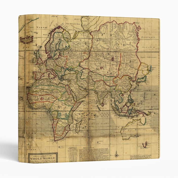 Whole World Map by Herman Moll (1719) 3 Ring Binder | Zazzle.com