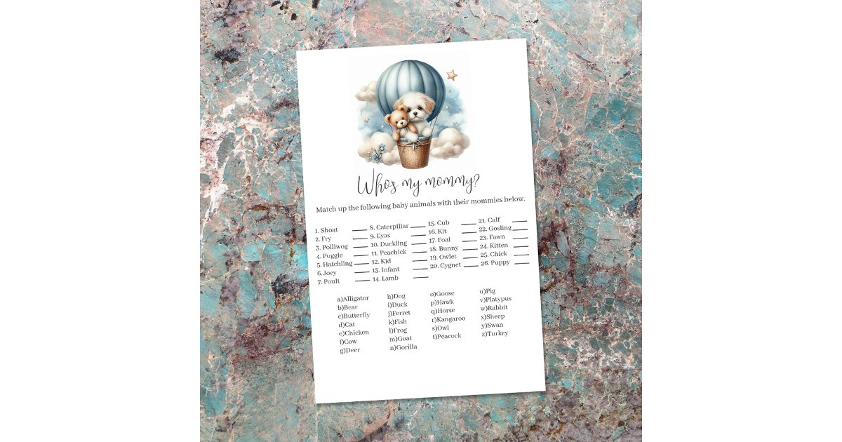 Who's My Mommy Baby Shower Game Card | Zazzle