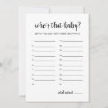 Who's that baby? Game Baby Shower Party Card | Zazzle