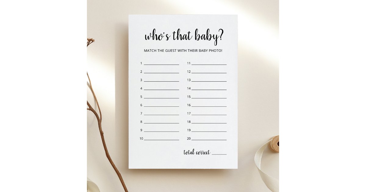 Who's that baby? Game Baby Shower Party Card | Zazzle