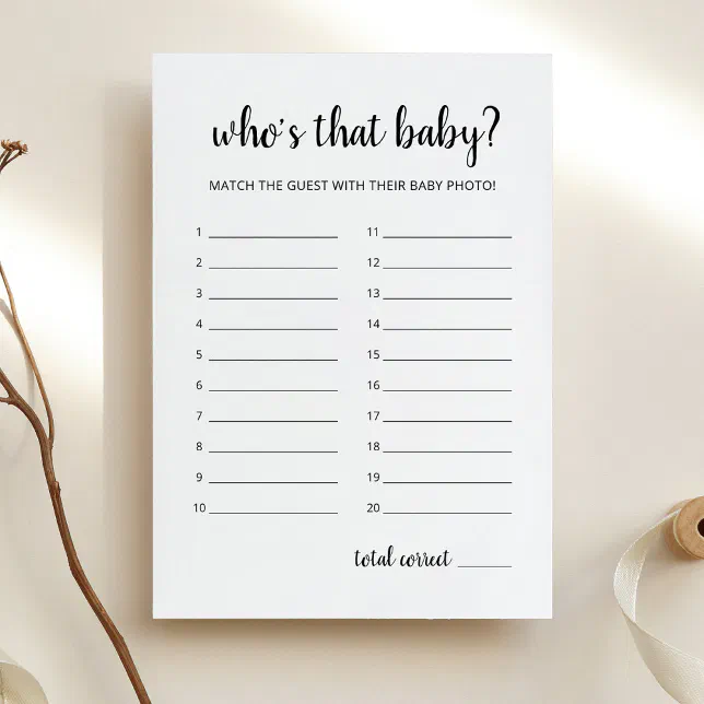 Who's that baby? Game Baby Shower Party Card | Zazzle