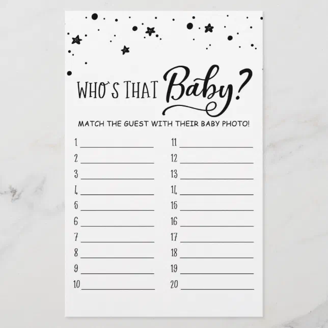 Who's that baby? Game Baby Shower Party game | Zazzle