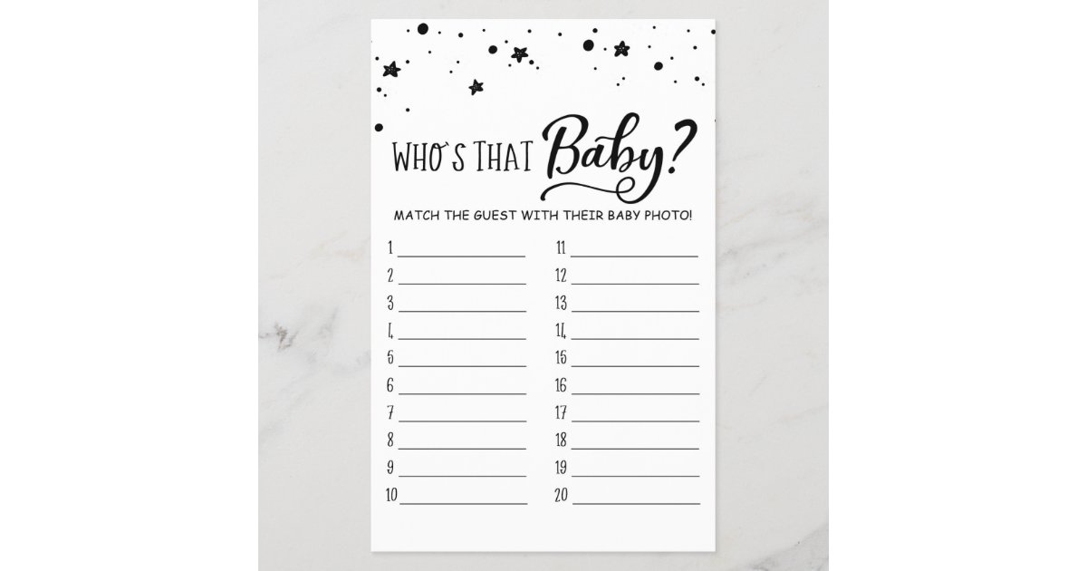 Who's that baby? Game Baby Shower Party game | Zazzle