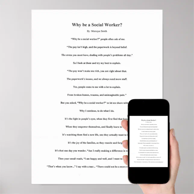 Why be a Social Worker Poem Poster | Zazzle
