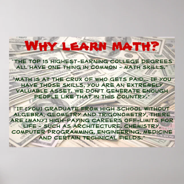 "Why Learn Math?" Poster | Zazzle