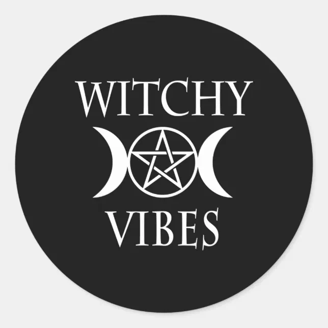 Wicca Pentacle Triple Moon Goddess Witchy S Classic Round Sticker | Zazzle