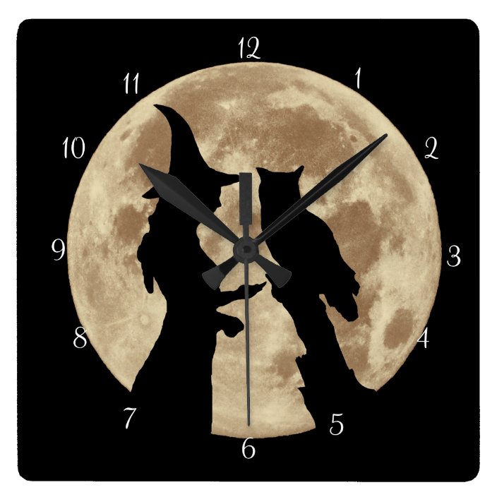 Wicca Witch and Owl Square Wall Clock | Zazzle.com