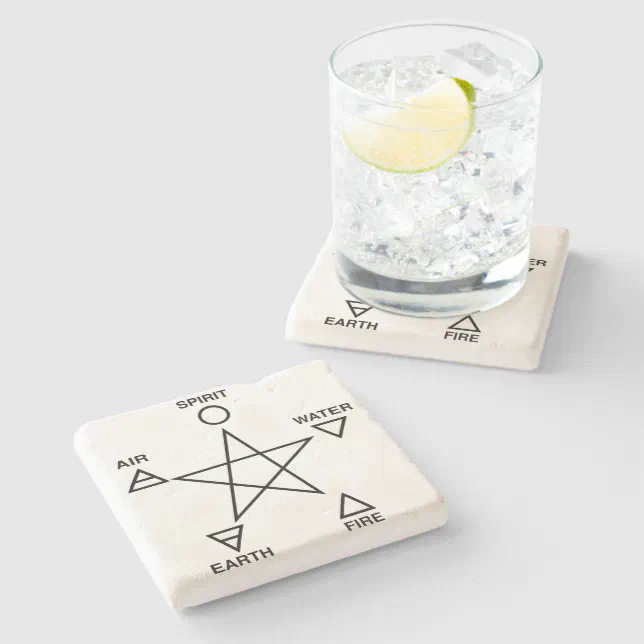 Wiccan Elemental Pentacle Limestone Altar Stone Coaster | Zazzle