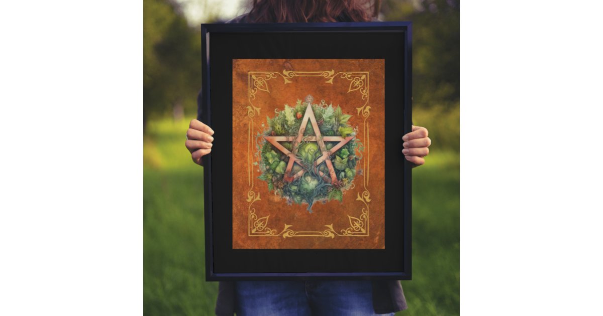 Wiccan Forest Pentagram Digital Art Poster | Zazzle