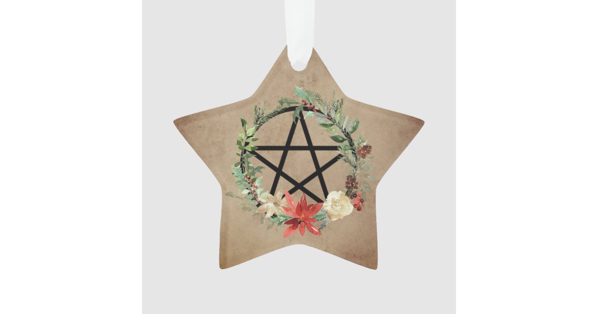Wiccan Pagan Wreath Pentacle Ornament | Zazzle