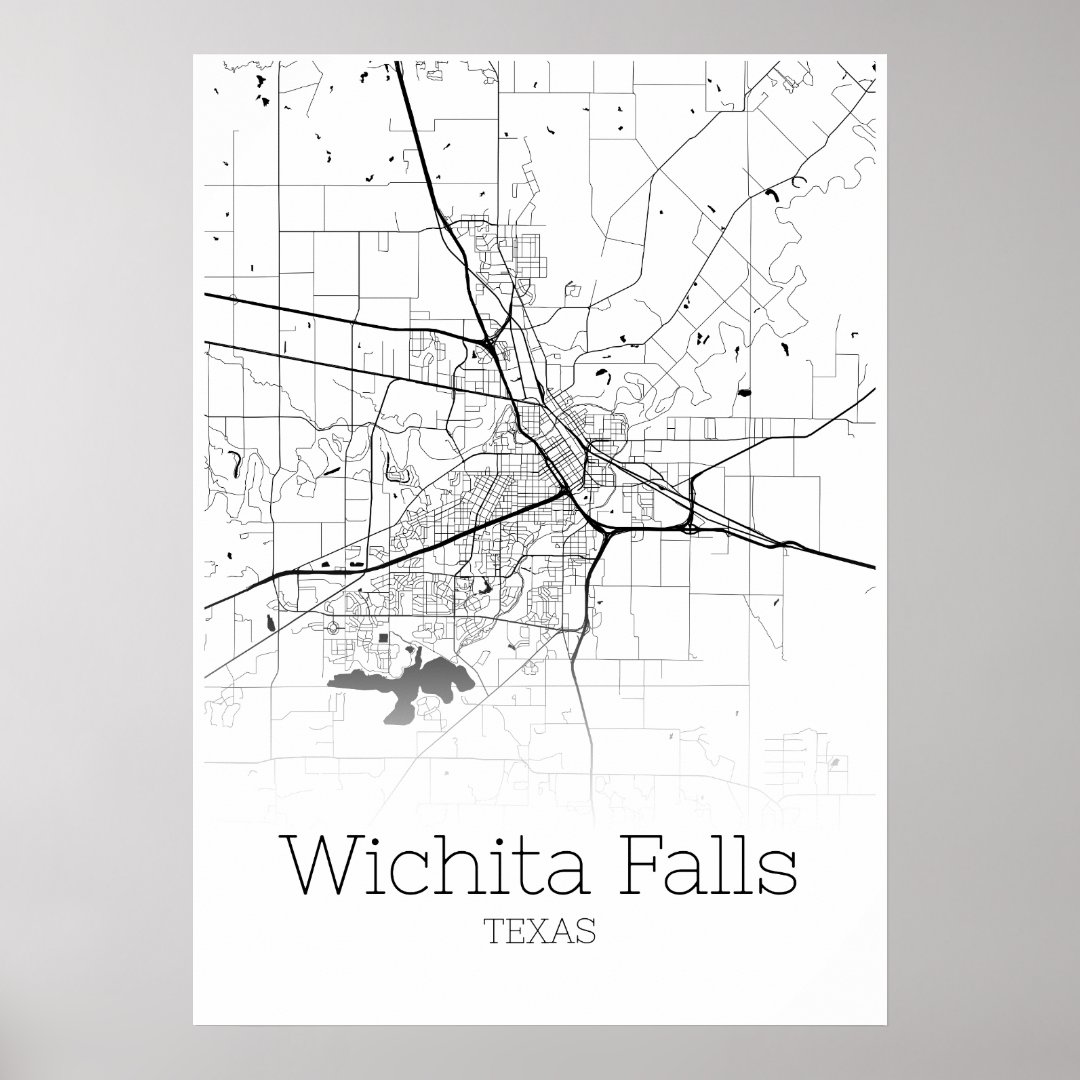 Wichita Falls Map - Texas - City Map Poster | Zazzle