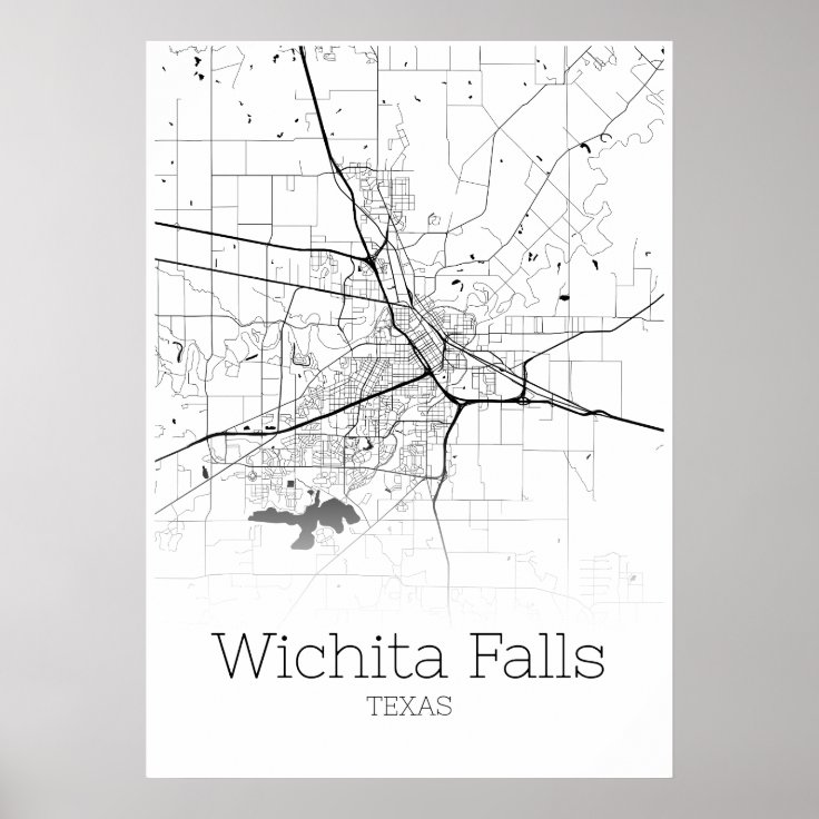 Wichita Falls Map - Texas - City Map Poster | Zazzle