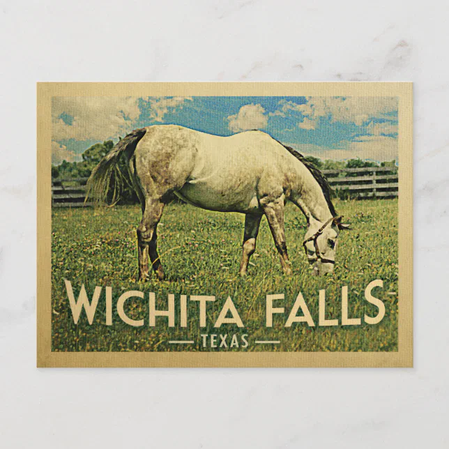 Wichita Falls Texas Horse Farm - Vintage Travel Postcard | Zazzle