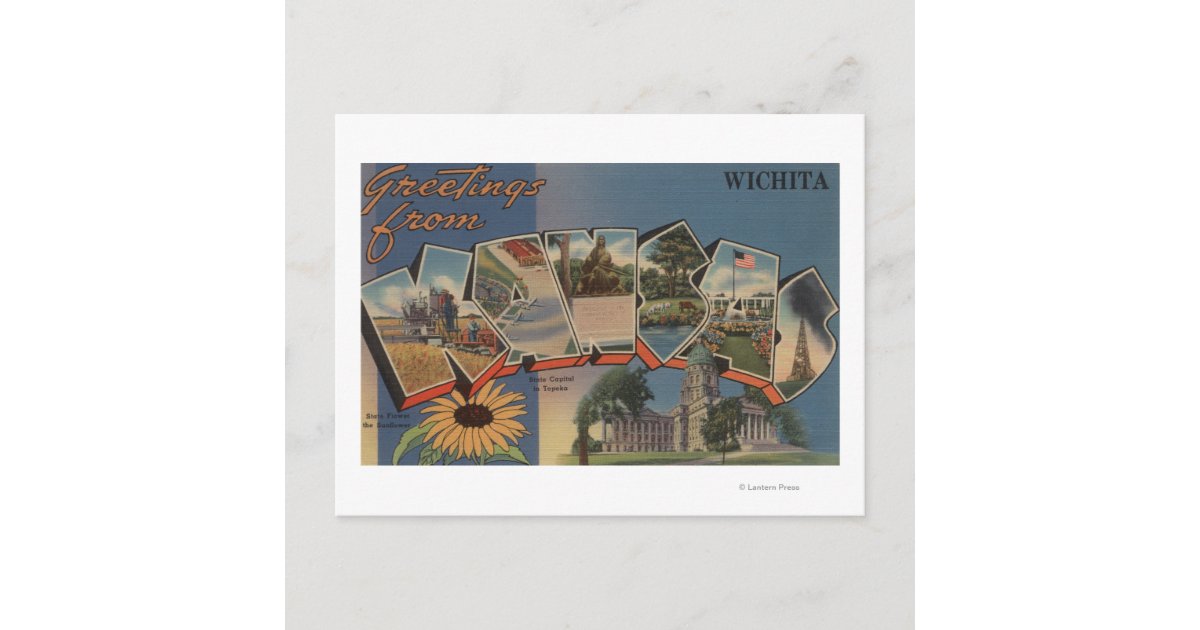 Wichita, Kansas - Large Letter Scenes Postcard | Zazzle