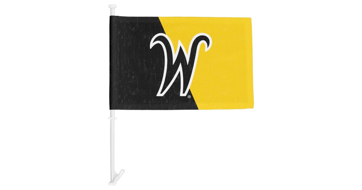 Wichita State University Color Block Distressed Car Flag | Zazzle