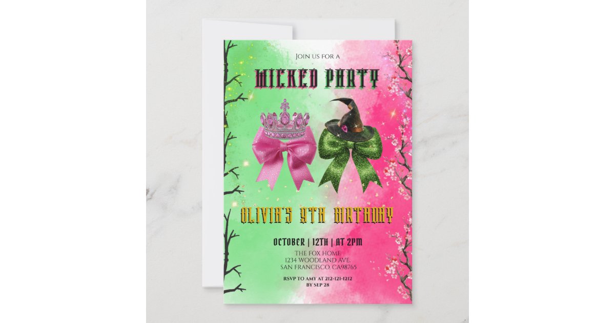 Wicked Bow Birthday Party Invitation | Zazzle