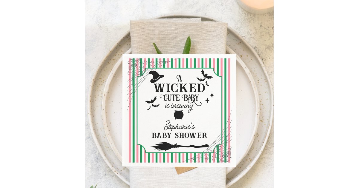 Wicked Cute Baby is Brewing Halloween Baby Shower Napkins | Zazzle