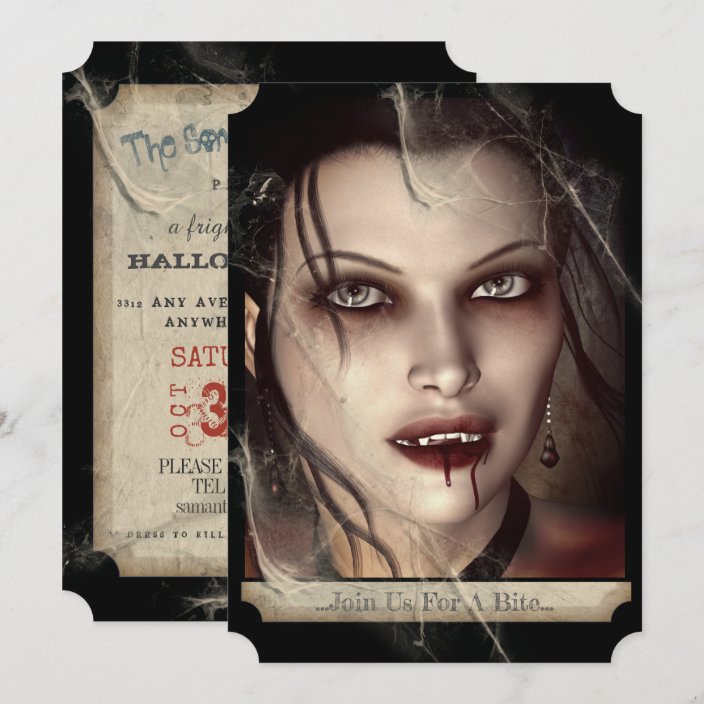 Wicked Female Gothic Vampire Halloween Invitation | Zazzle.com