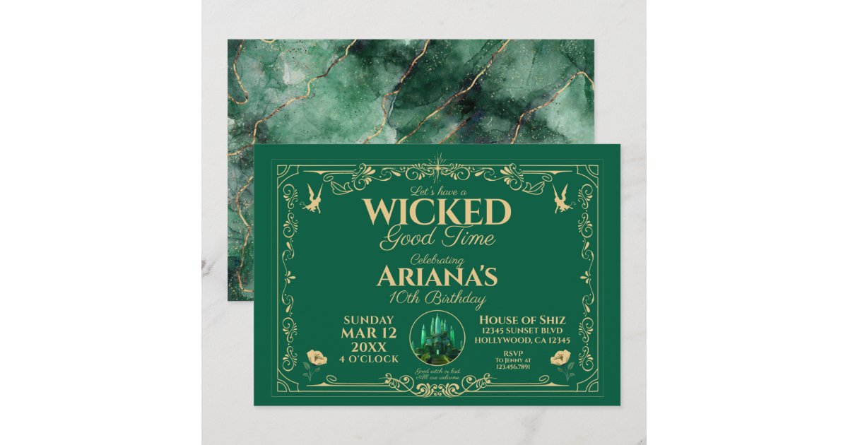 Wicked Good Time Green Birthday Party Invitation | Zazzle