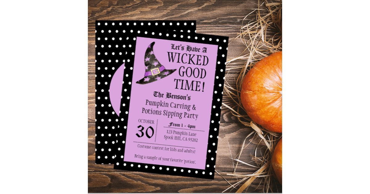 Wicked Good Time Purple Halloween Invitation | Zazzle