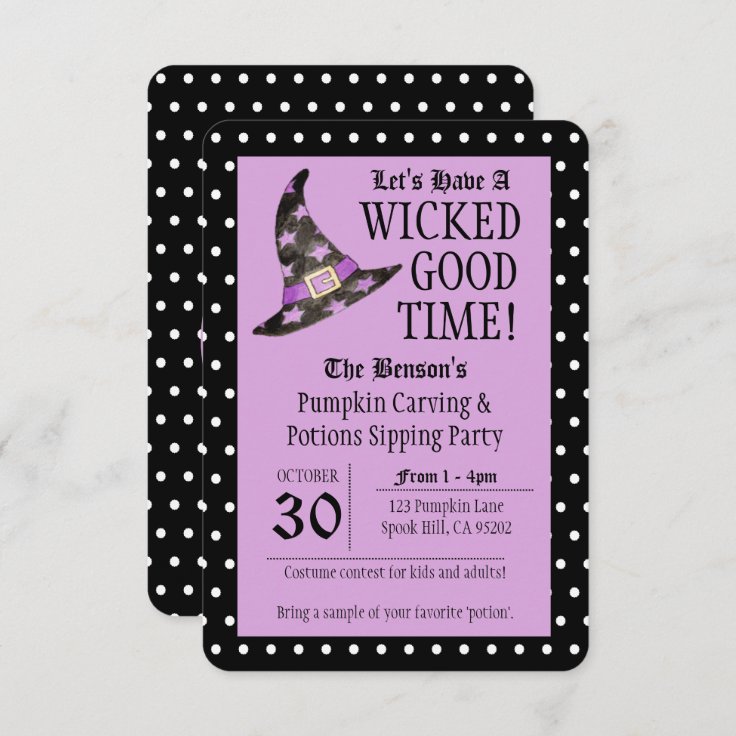 Wicked Good Time Purple Halloween Invitation | Zazzle