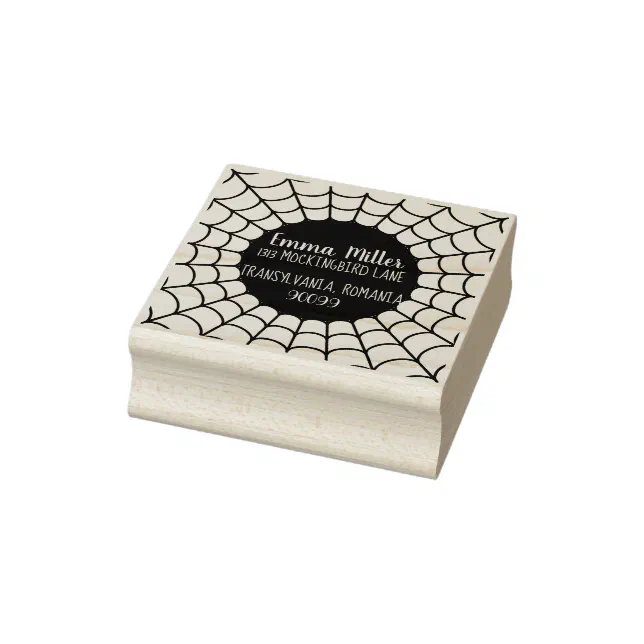 Wicked Spider Web Wood Print Return Address Rubber Stamp | Zazzle
