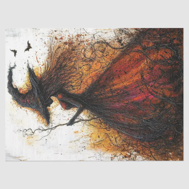 Wicked Witch in Red with Bats Decoupage Tissue Paper | Zazzle