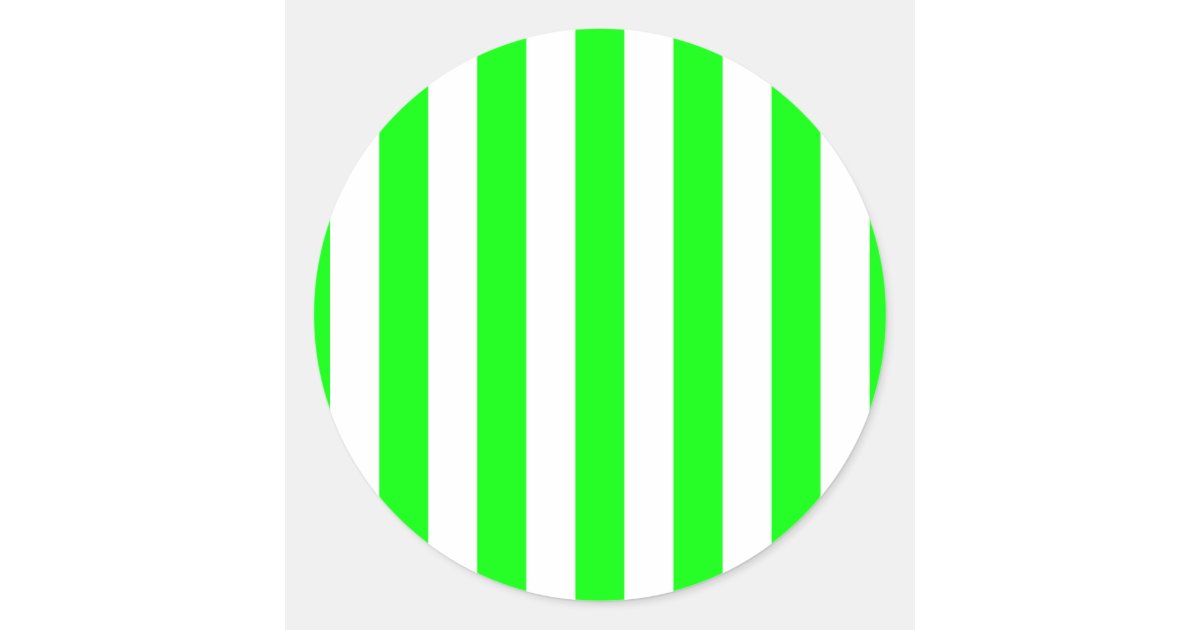Wide Lime Stripes Classic Round Sticker | Zazzle