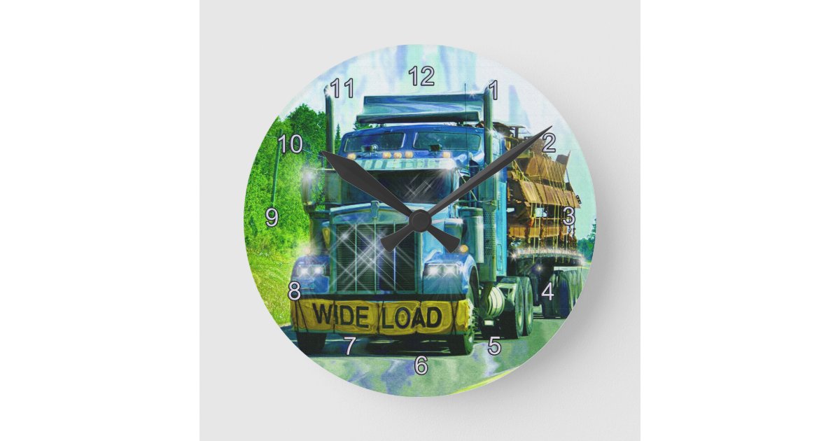 WIDE LOAD Freight Truck Haulage Trucker Wall Clock | Zazzle
