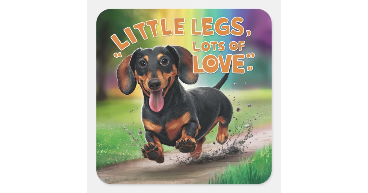 Wiener Dog Little Legs Lots of Love Square Sticker | Zazzle