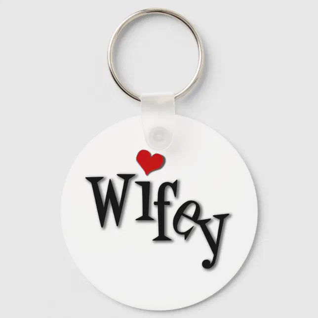 Wifey With Funky Red Heart Keychain | Zazzle