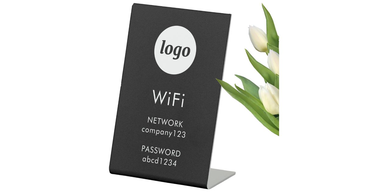 WiFi Code Logo Business Black Internet Pedestal Sign | Zazzle