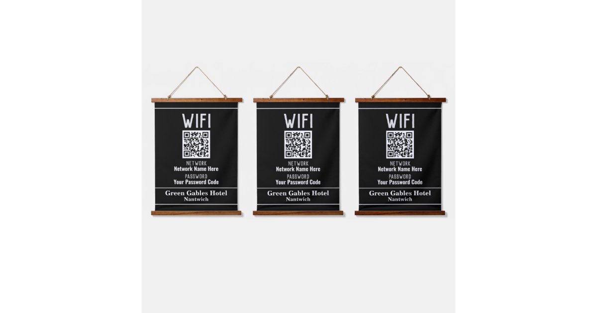 WiFi Instructions with QR Code Hanging Tapestry | Zazzle