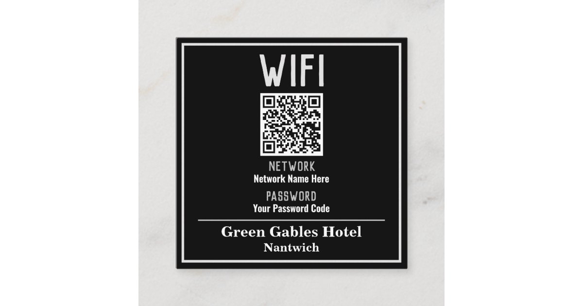 WiFi Instructions With QR Code Square Business Card | Zazzle