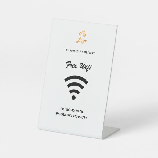Wifi internet business logo white pedestal sign | Zazzle
