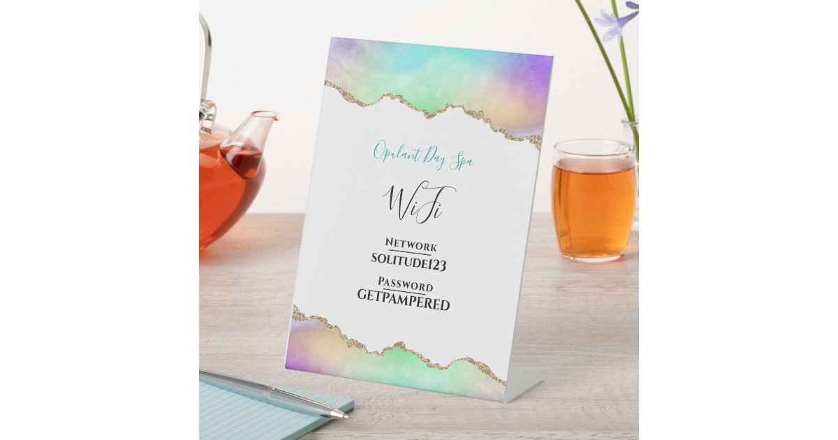 WiFi Internet Password Elegant Day Spa Pedestal Sign | Zazzle