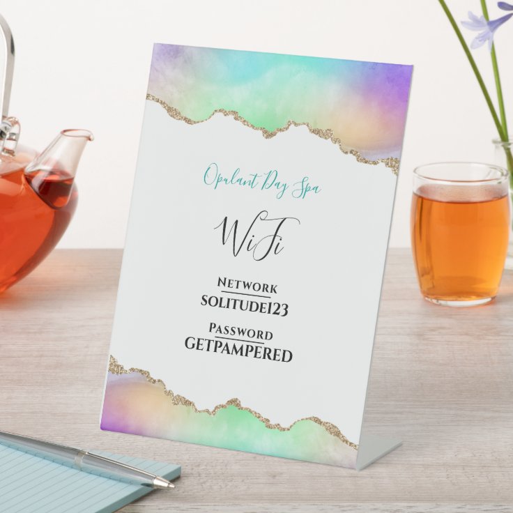 WiFi Internet Password Elegant Day Spa Pedestal Sign | Zazzle