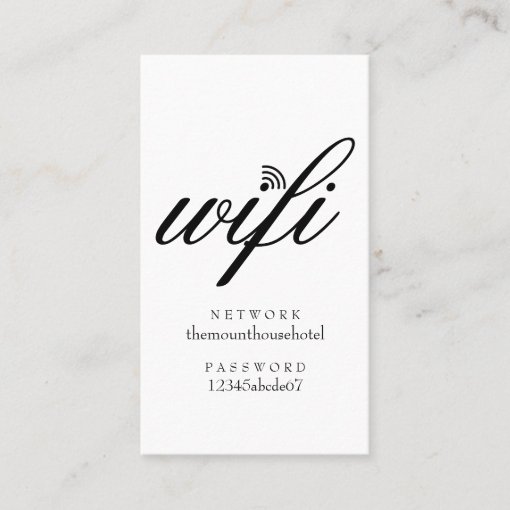 Wifi Network and Password Business Card | Zazzle