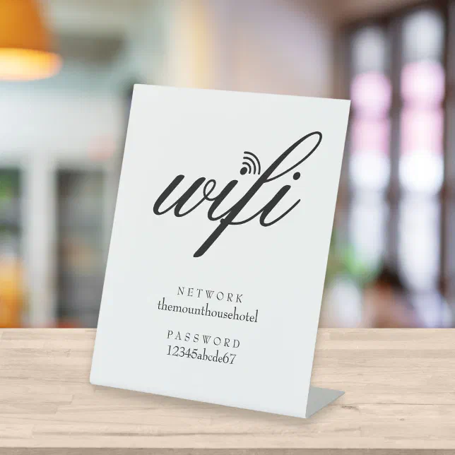 Wifi Network and Password Business Retail Pedestal Sign | Zazzle