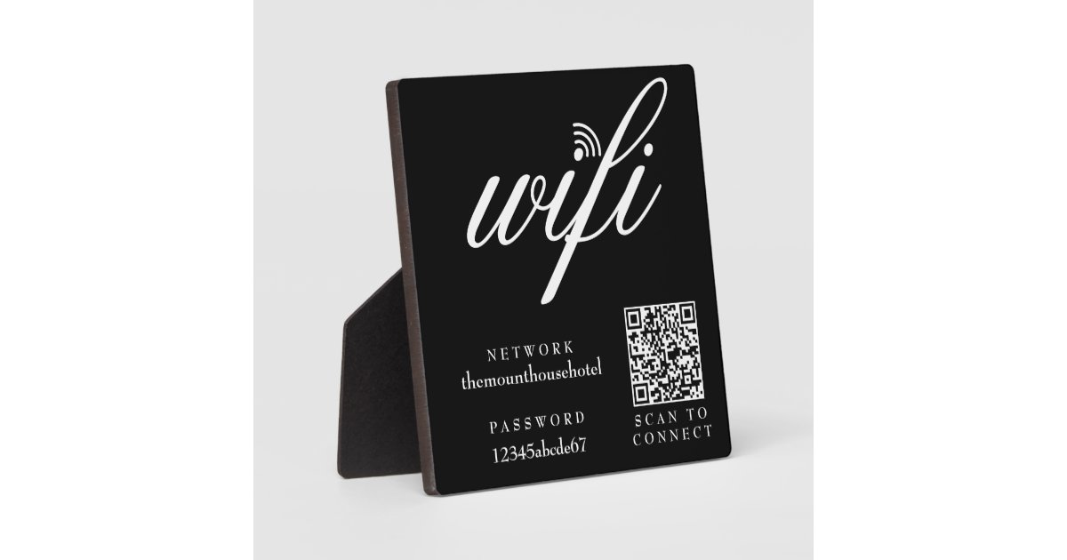 Wifi Network and Password QR Code Sign Plaque | Zazzle